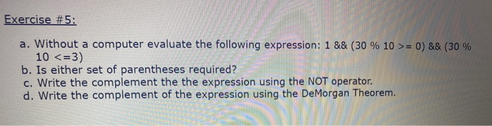 Solved Exercise #5: a. Without a computer evaluate the | Chegg.com