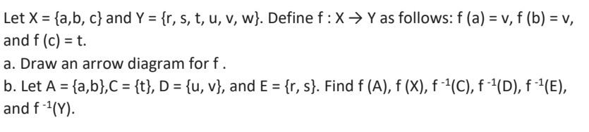 Solved Let X={a,b,c} and Y={r,s,t,u,v,w}. Define f:X→Y as | Chegg.com
