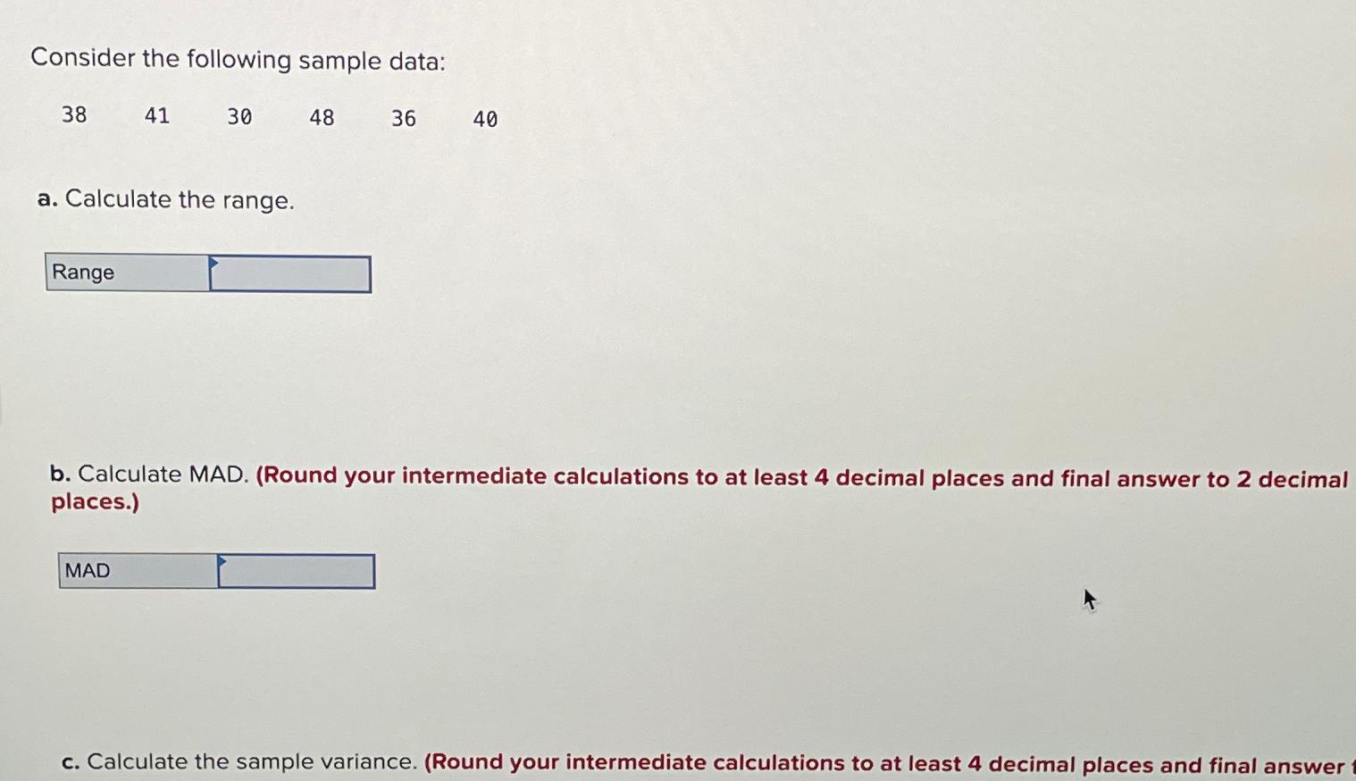 Solved Consider the following sample | Chegg.com