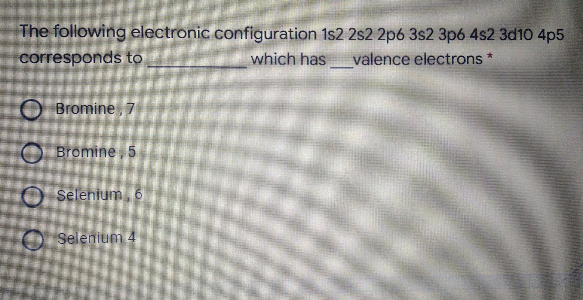 Solved The following electronic configuration 152 2s22p6 382 | Chegg.com