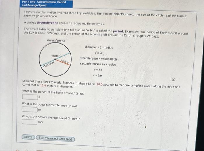 Solved Uniform circular motion involves three key variables: | Chegg.com