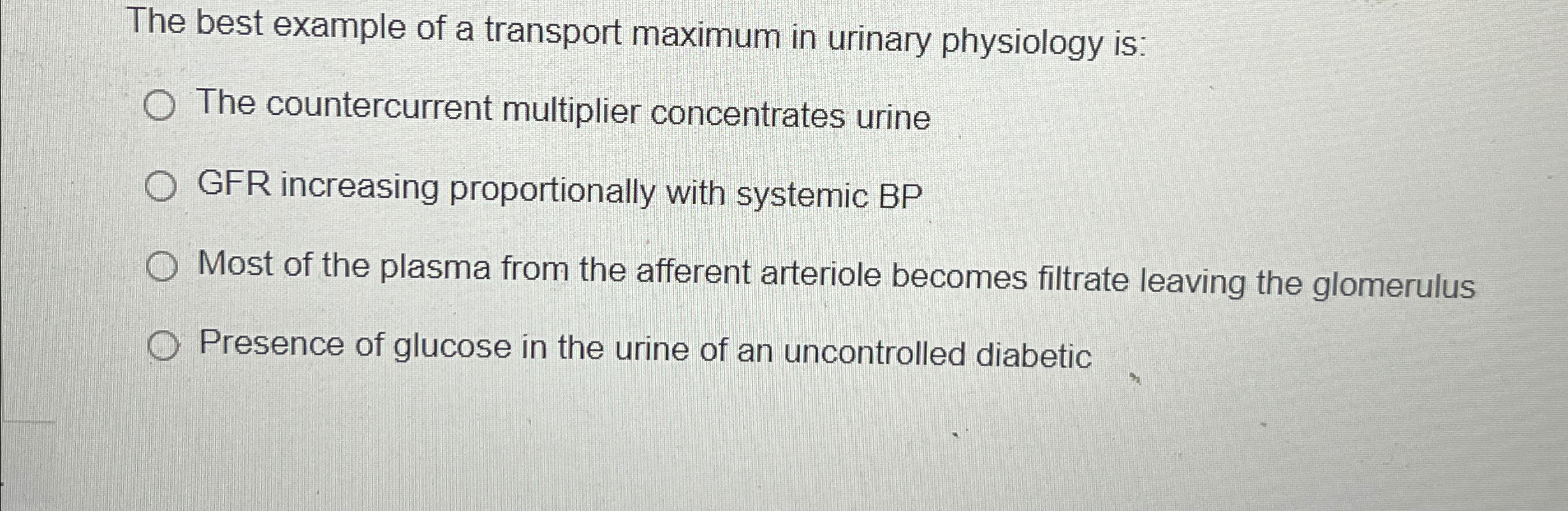 Solved The best example of a transport maximum in urinary | Chegg.com