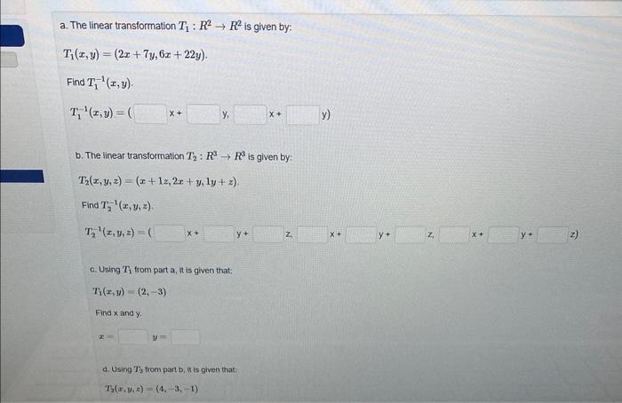 Solved a. The linear transformation T1:R2→R2 is given by: | Chegg.com