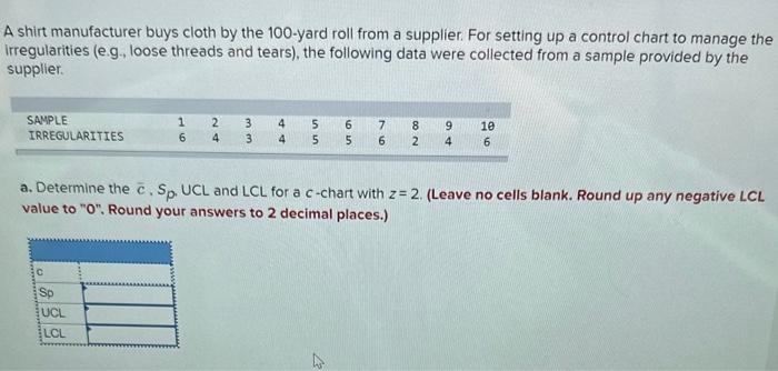 Solved A shirt manufacturer buys cloth by the 100 -yard roll | Chegg.com