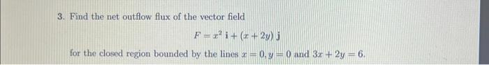 Solved 3. Find the net outflow flux of the vector field | Chegg.com