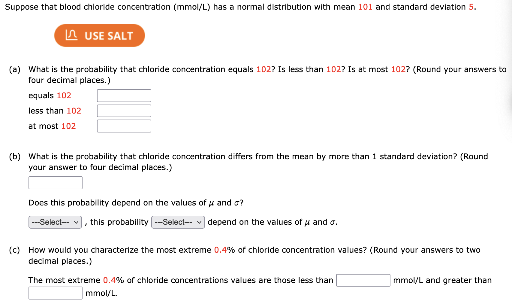 Solved Suppose that blood chloride concentration ( ﻿mmolL | Chegg.com