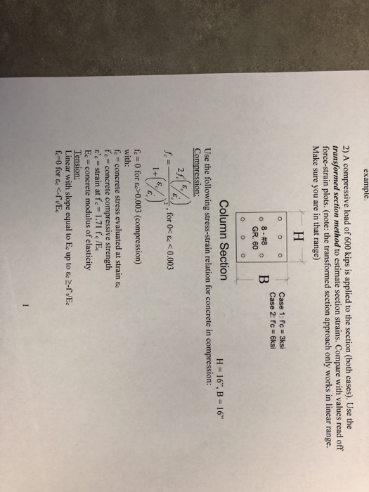 example. 2) A compressive load of 600 kips is applied | Chegg.com