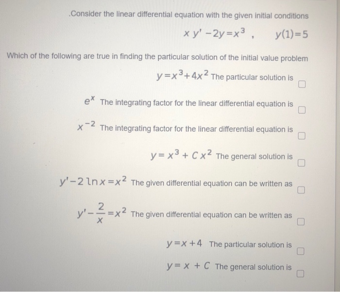 Solved Consider the linear differential equation with the | Chegg.com