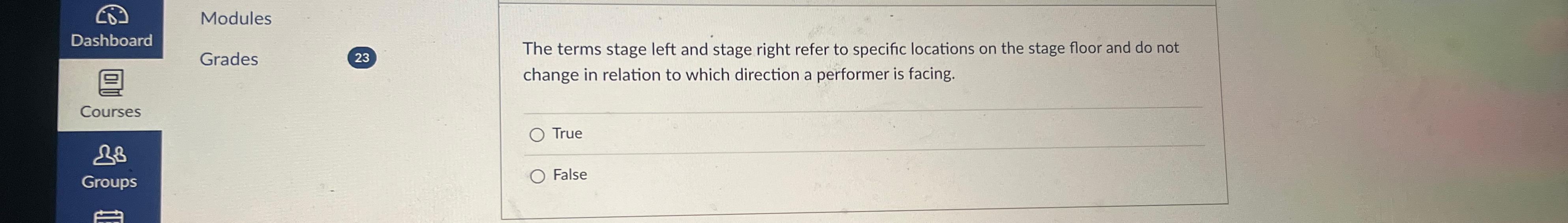 Solved ModulesGrades23The terms stage left and stage right | Chegg.com