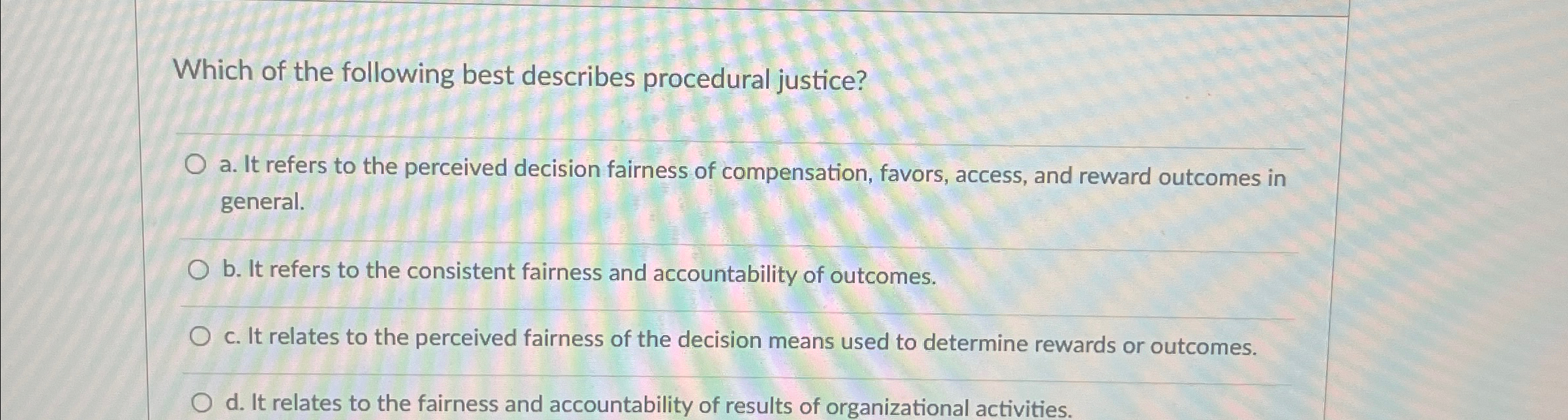 Solved Which of the following best describes procedural | Chegg.com