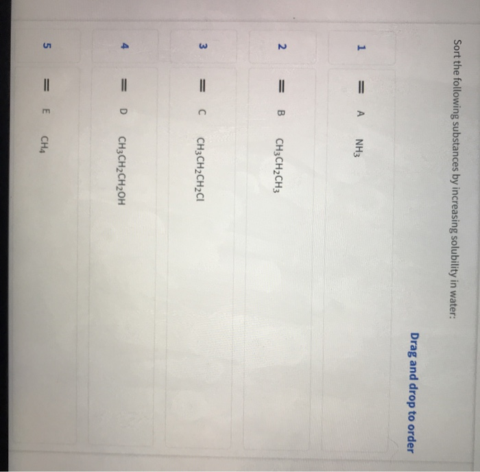 Solved Sort the following substances by increasing | Chegg.com