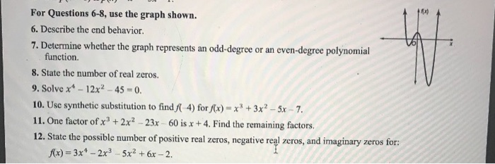 Solved For Questions 6-8, use the graph shown. 6. Describe | Chegg.com