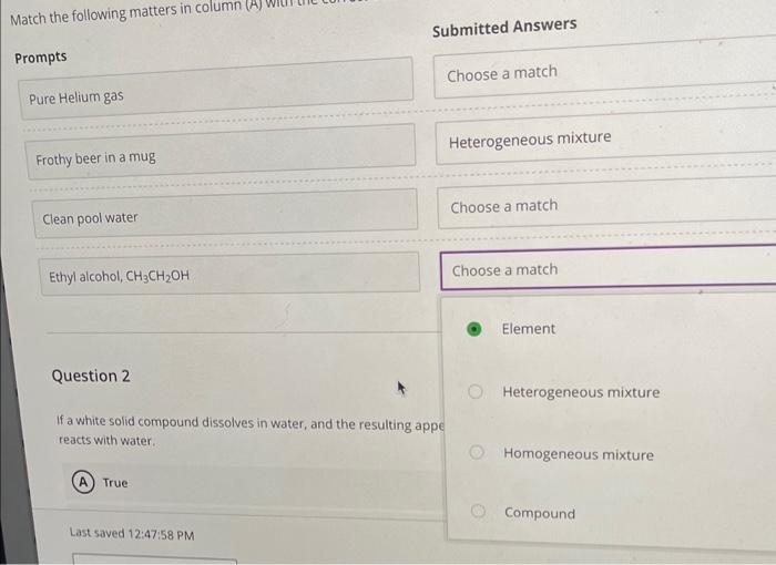 Solved Match the following matters in column (A) with the | Chegg.com