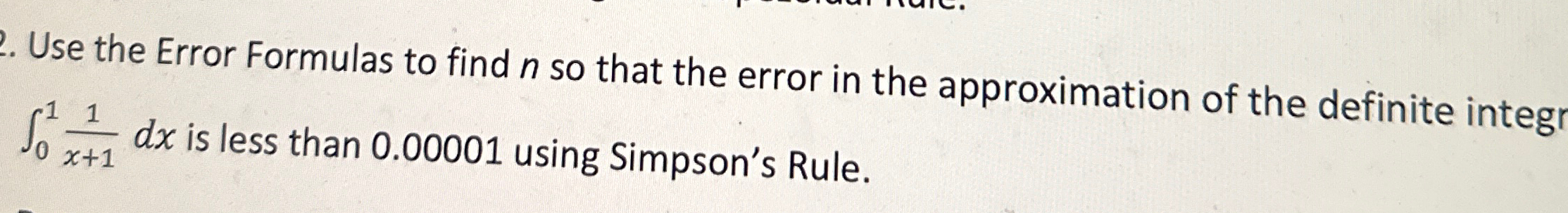 Solved Use the Error Formulas to find n ﻿so that the error | Chegg.com
