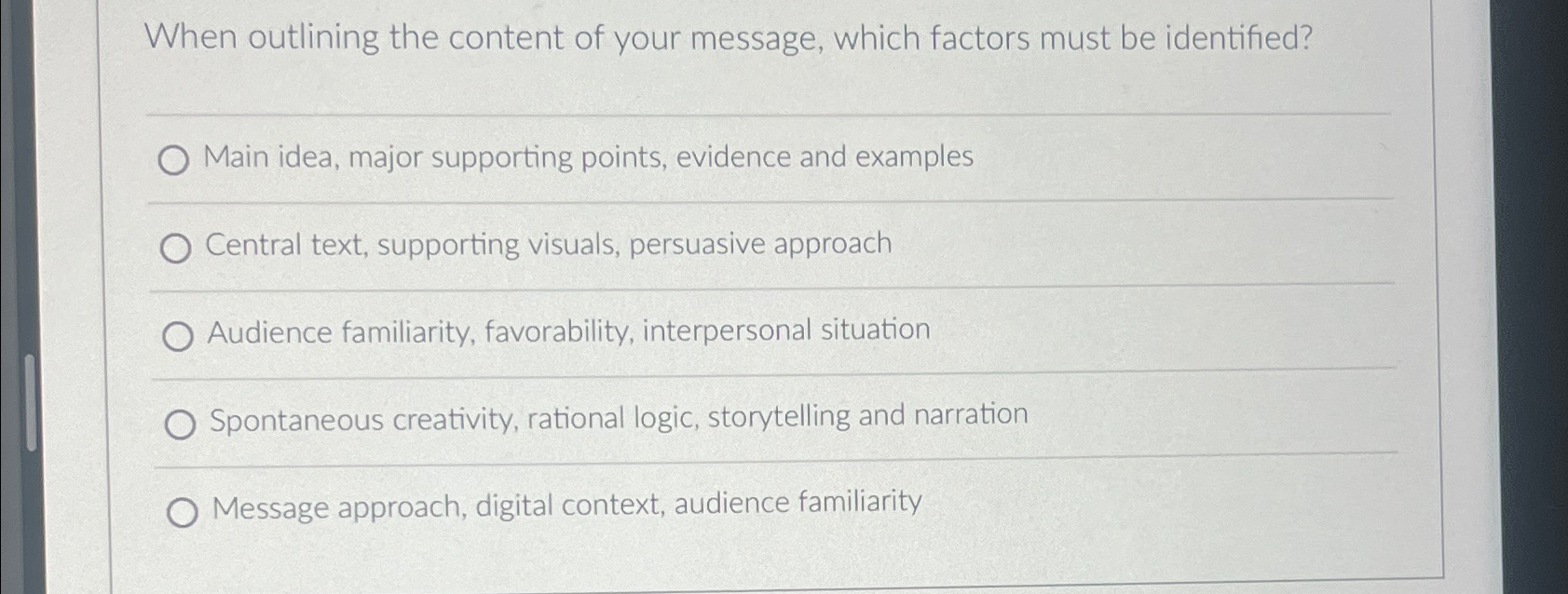 When outlining the content of your message, which | Chegg.com
