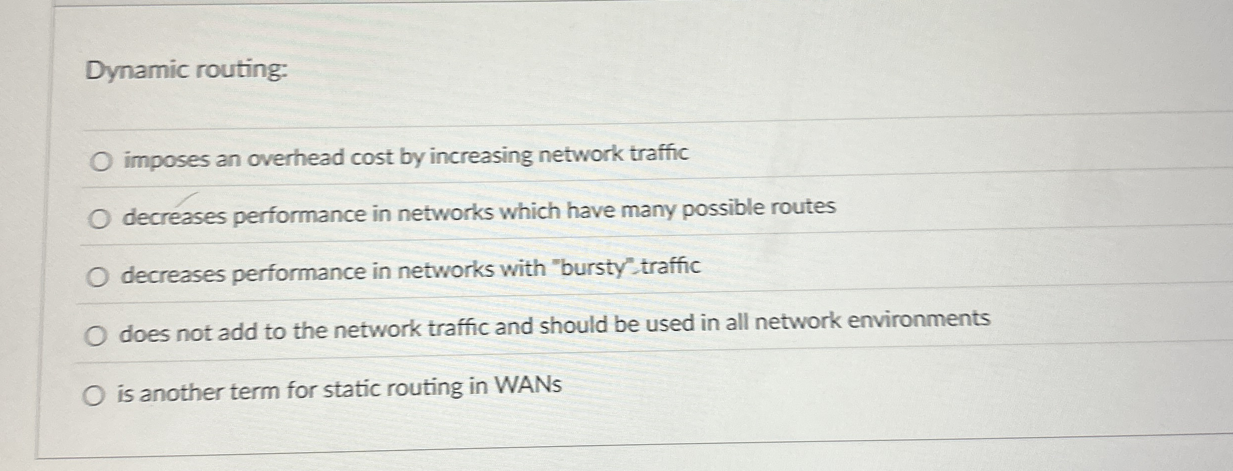 Solved Dynamic routing:imposes an overhead cost by | Chegg.com