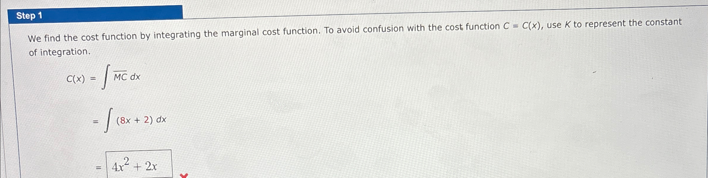 Solved Step 1We find the cost function by integrating the | Chegg.com