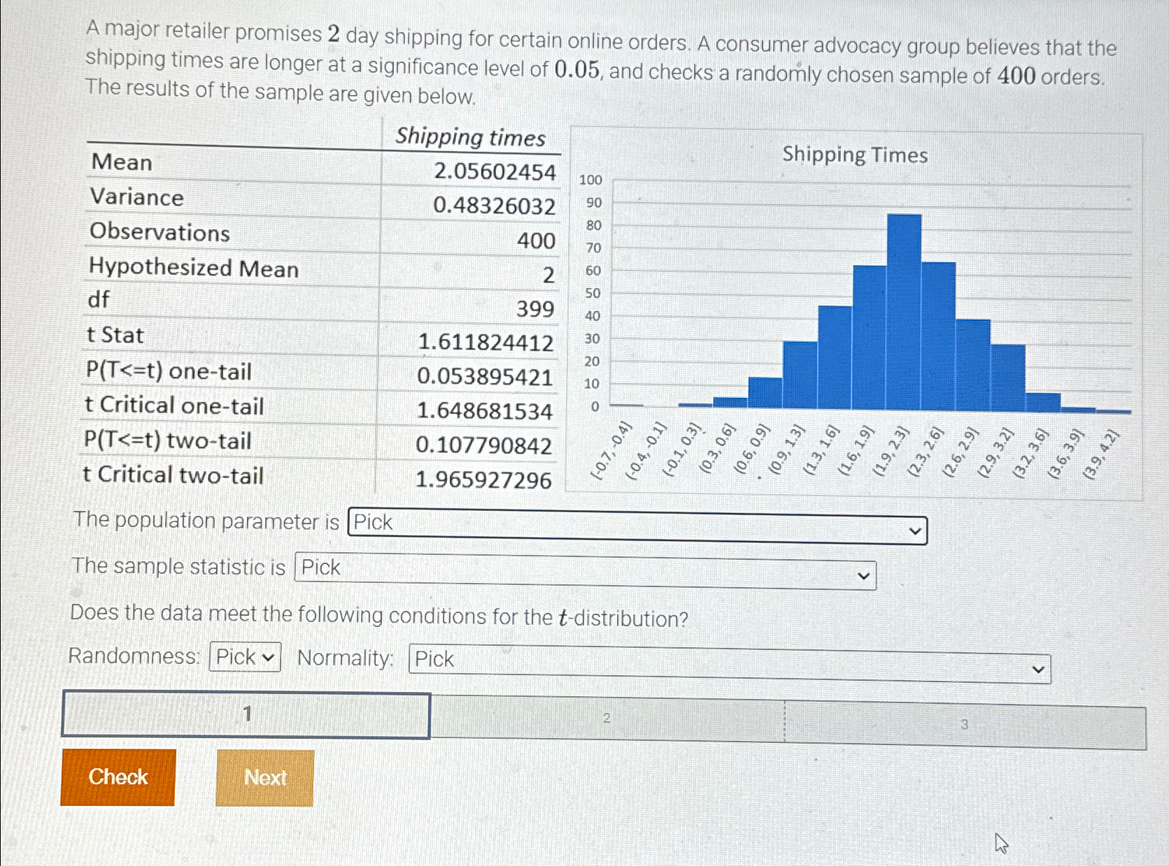 Solved A major retailer promises 2 ﻿day shipping for certain | Chegg.com