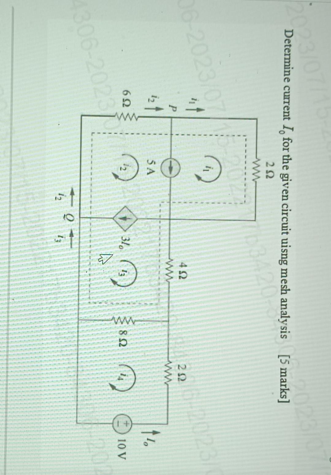 Solved Determine current I0 for the given circuit uisng mesh | Chegg.com