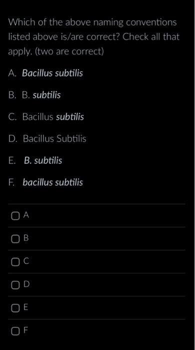 Solved Which of the above naming conventions listed above | Chegg.com