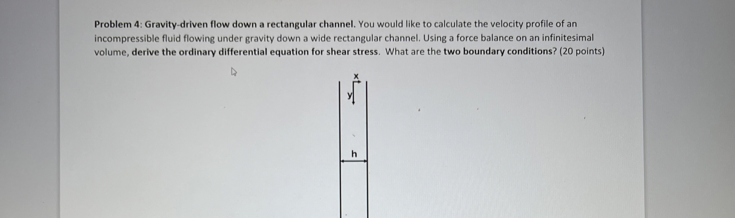 Solved Problem 4: Gravity-driven flow down a rectangular | Chegg.com