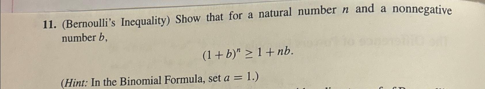 Solved Bernoullis Inequality ﻿show That For A Natural