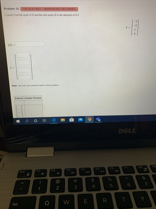 Solved Problem 10. PREVIEW ONLY - ANSWERS NOT RECORDED (1 | Chegg.com