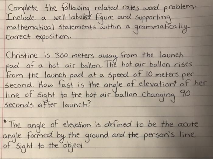 Solved and Complete the following related rates word | Chegg.com
