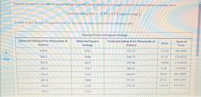 Suppose we want to use data on square footage to | Chegg.com