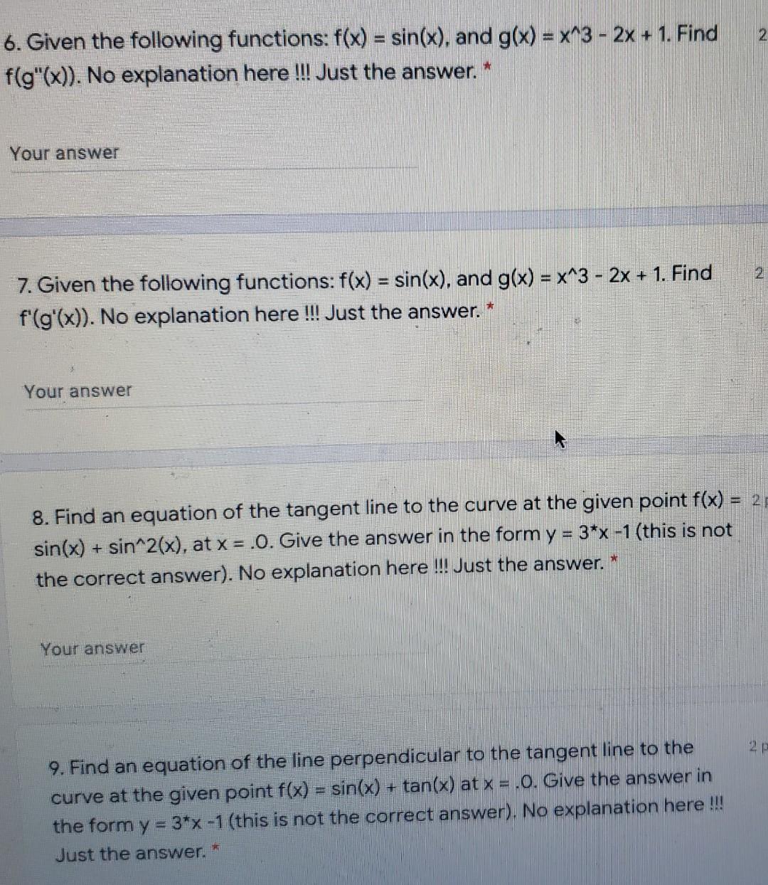 Solved 6. Given the following functions: f(x) = sin(x), and | Chegg.com