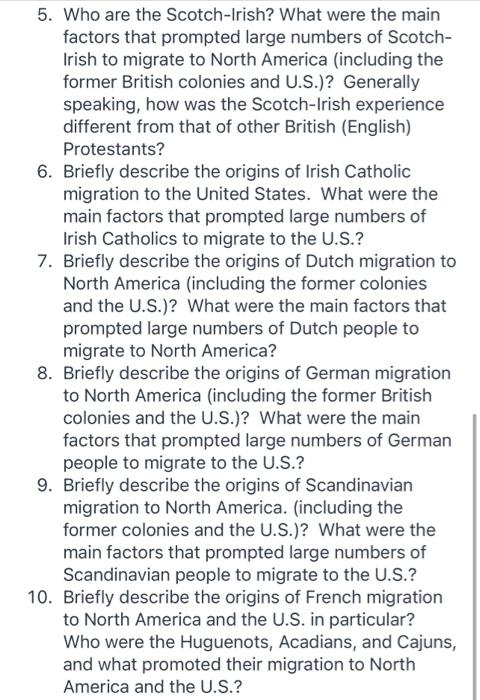 Solved 5. Who are the Scotch-Irish? What were the main | Chegg.com