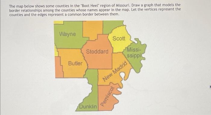 Solved The map below shows some counties in the "Boot Heel" | Chegg.com