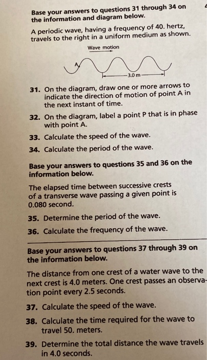 Solved es 26. A wave has a frequency of 2.0 hertz and a | Chegg.com