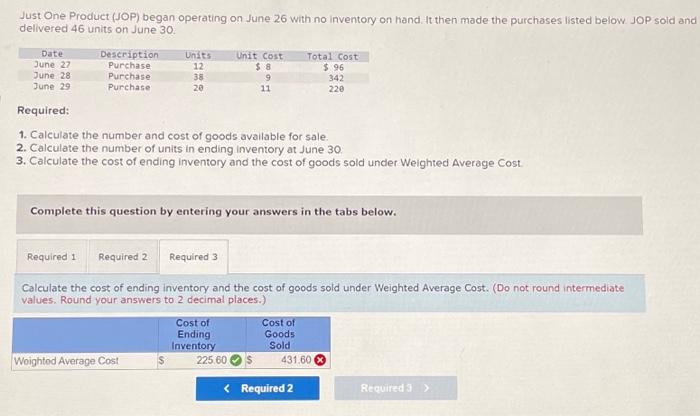 Solved Just One Product (JOP) began operating on June 26 | Chegg.com