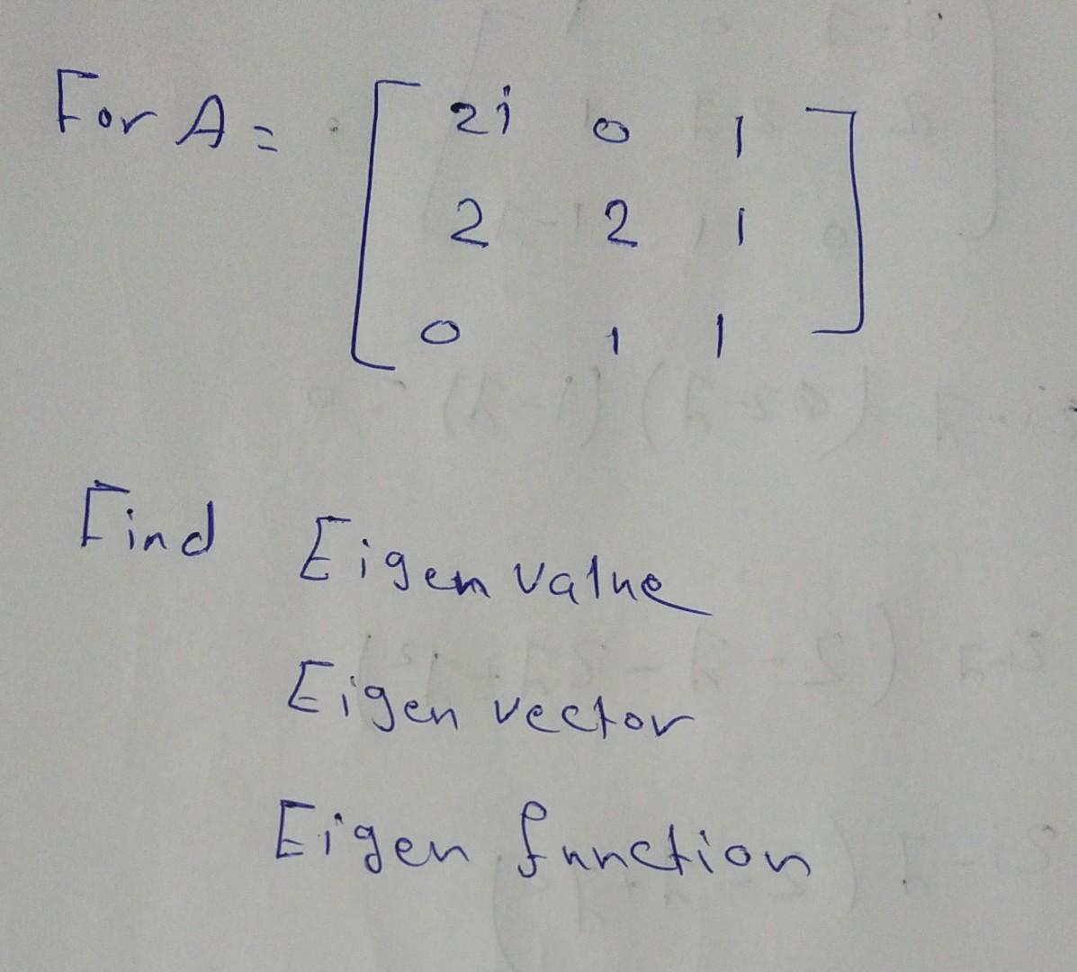 Solved For A = 2 i ) 22 l 1 Find Eigenvalue Eigen vector | Chegg.com