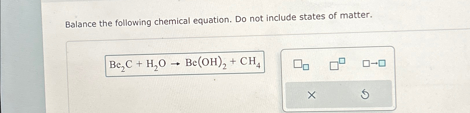 Solved Balance the following chemical equation. Do not | Chegg.com