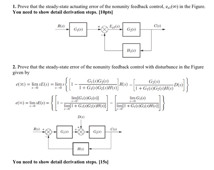 Solved 1. Prove that the steady-state actuating error of the | Chegg.com