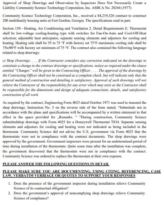 Solved Approval of Shop Drawings and Observation by | Chegg.com