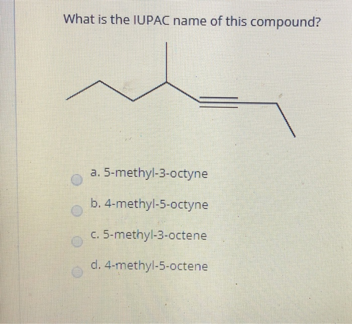 Solved What is the IUPAC name of this compound? a. | Chegg.com