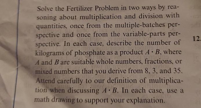 Solved 12. Solve the Fertilizer Problem in two ways by rea- | Chegg.com