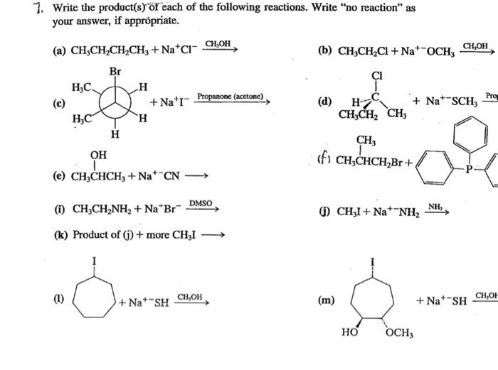 Solved Write the product(s) of each of the following | Chegg.com