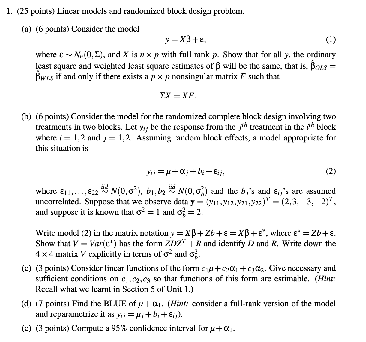 Solved (25 ﻿points) ﻿Linear models and randomized block | Chegg.com