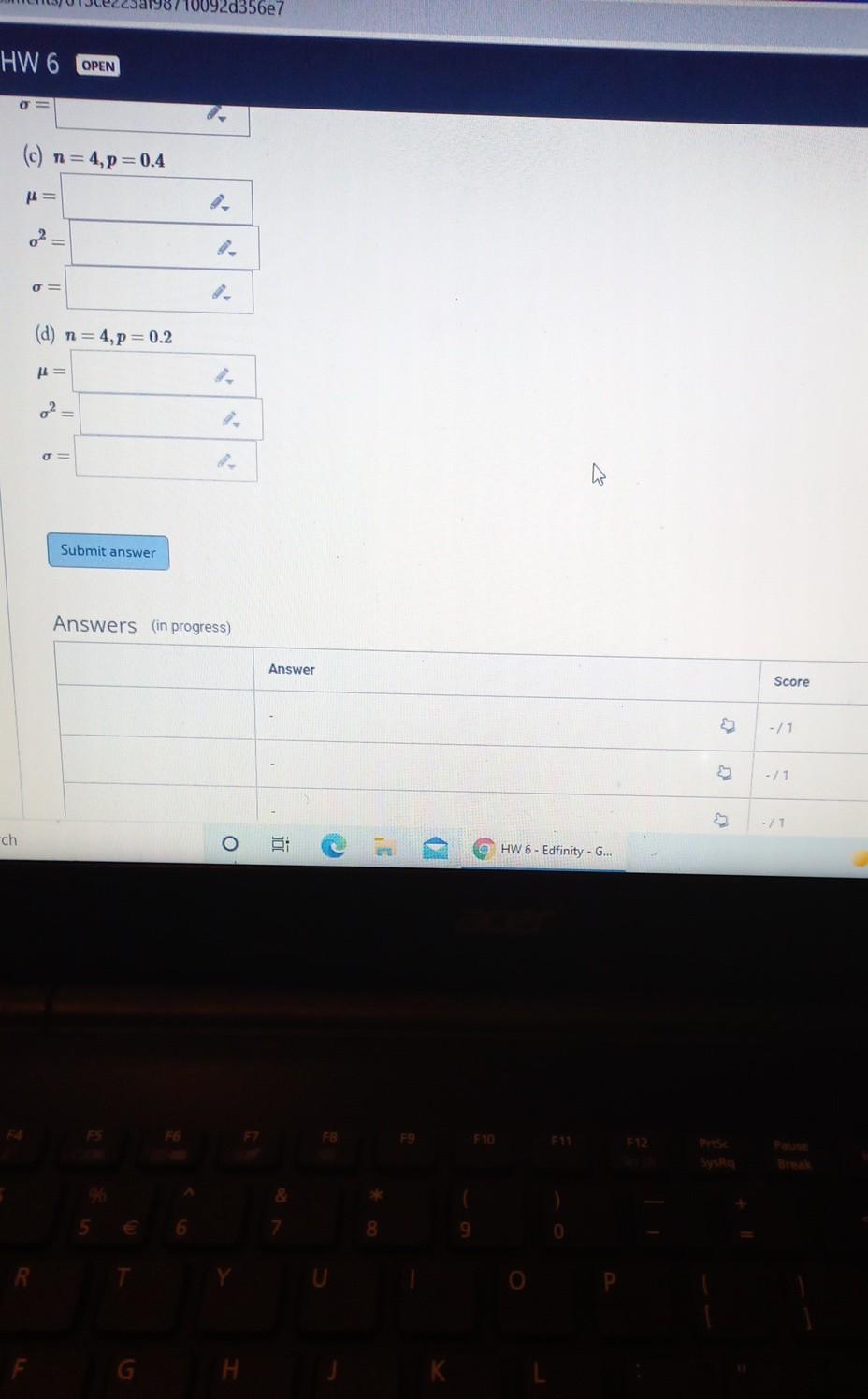 Solved х B Edfinity - Stats Data Analysis fo 00 HW 6 - | Chegg.com
