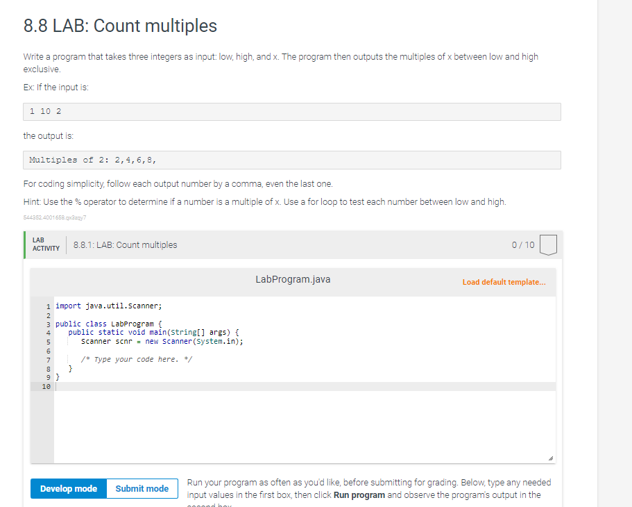 Solved 8.8 ﻿LAB: Count multiplesWrite a program that takes | Chegg.com