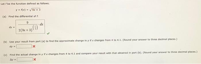 Solved Let f be the function defined as follows. y = f(x) = | Chegg.com