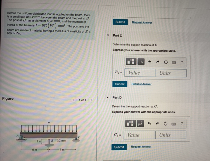 Solved Before the uniform distributed load is applied on the | Chegg.com
