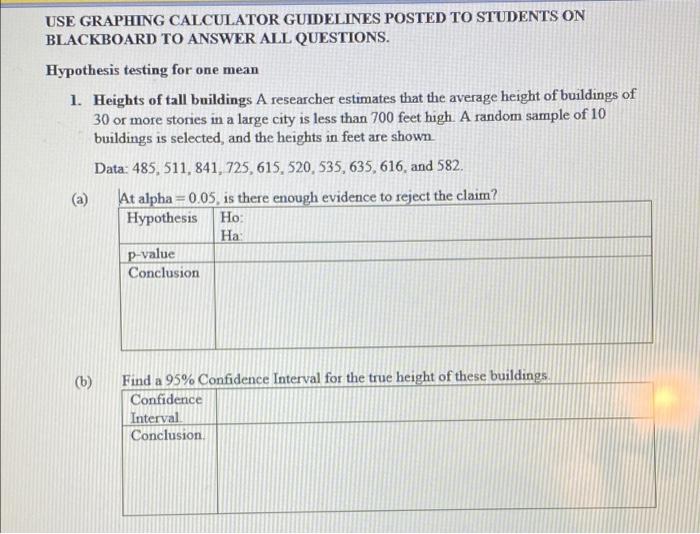 Solved USE GRAPHING CALCULATOR GUIDELINES POSTED TO STUDENTS | Chegg.com