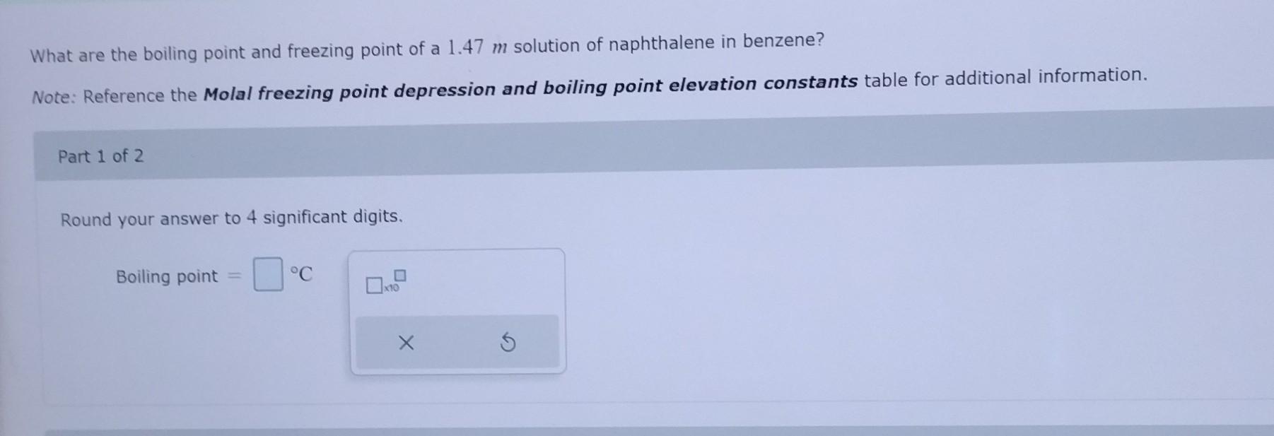 Solved What are the boiling point and freezing point of a | Chegg.com