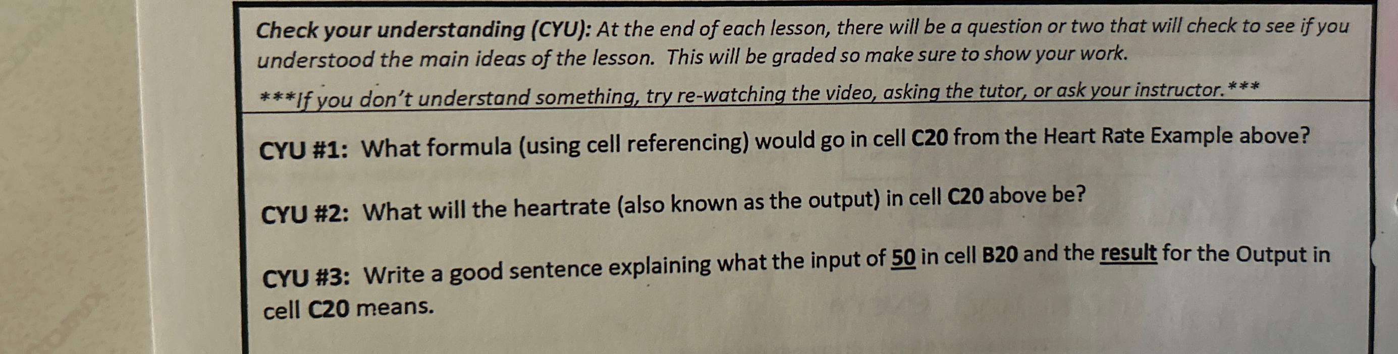 Solved Check your understanding (CYU): At the end of each | Chegg.com