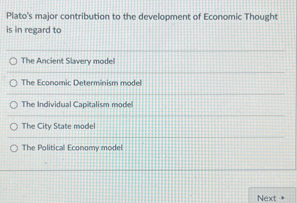Solved Plato's major contribution to the development of | Chegg.com